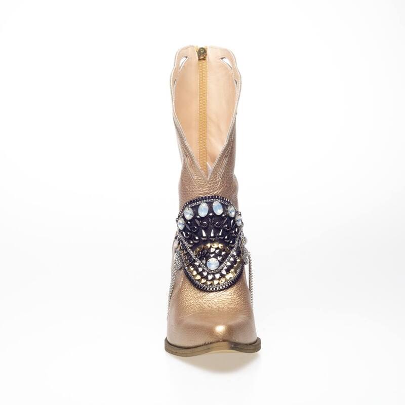 Gold cowboy leather boots » Eros and Psyche Handmade Shoes & Accessories