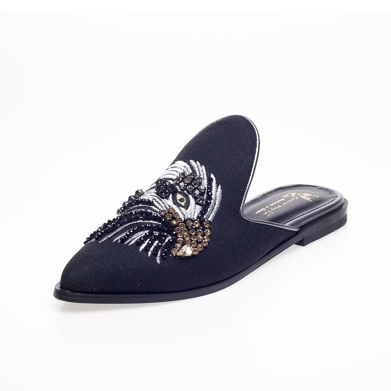 Black embroidered mule » Eros and Psyche Handmade Shoes & Accessories